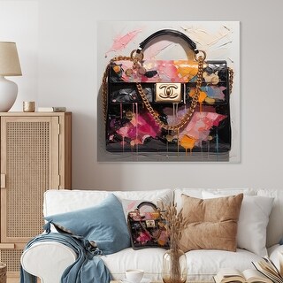 Designart "Fashion Bag Couture Pink And Balck" Fashion Large Metal Prints - Bed Bath & Beyond ...